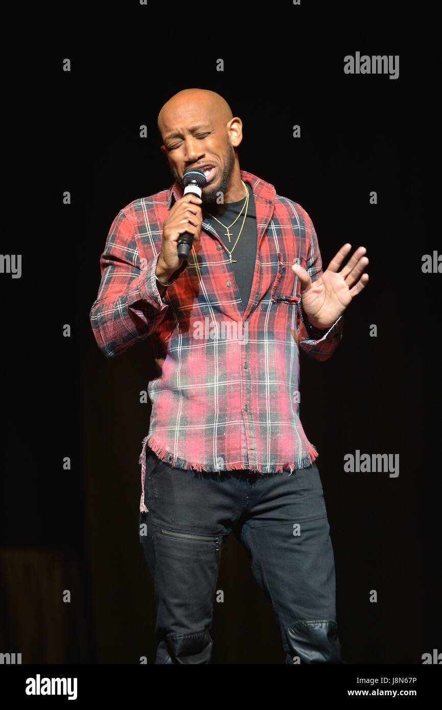 Miami, FL, USA. 28th May, 2017. Actor/comedian Malik S. performs ...