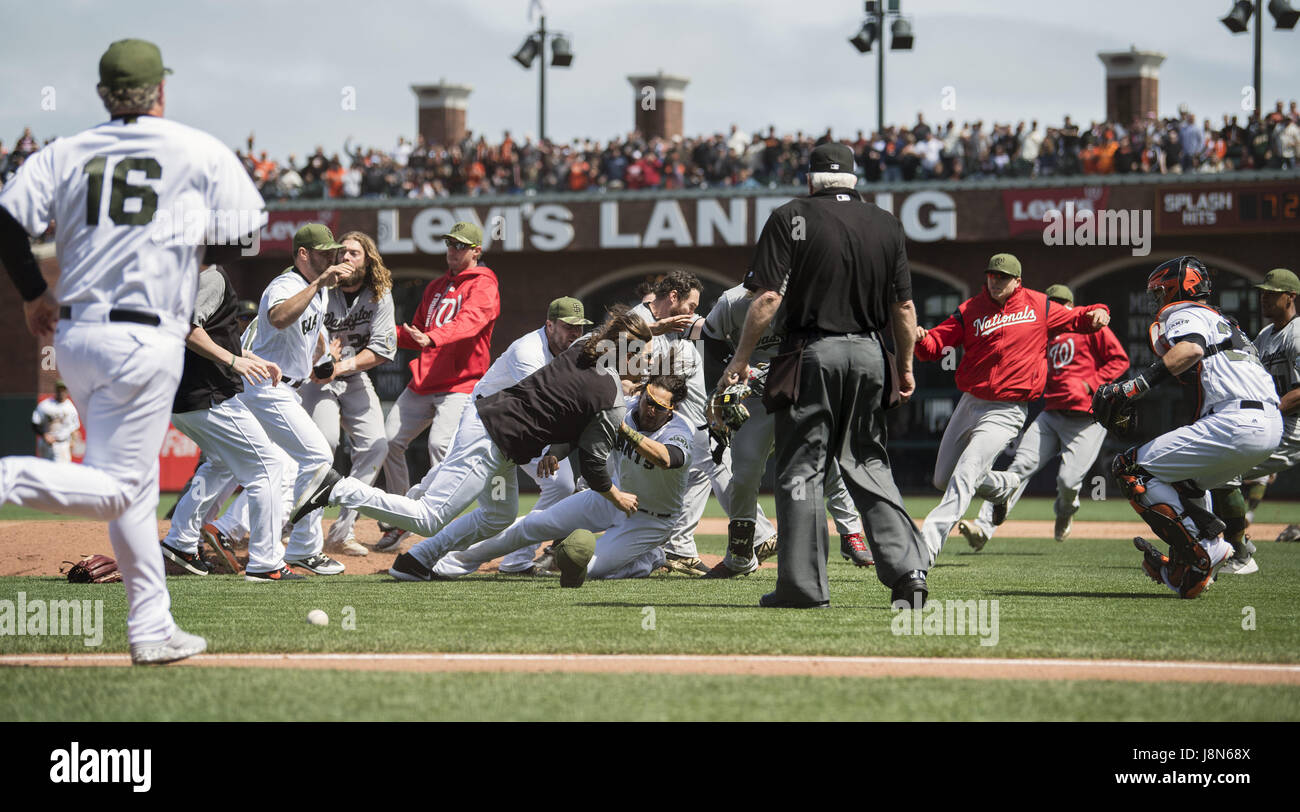 San Francisco, California, USA. 29th May, 2017. After being hit by a ...