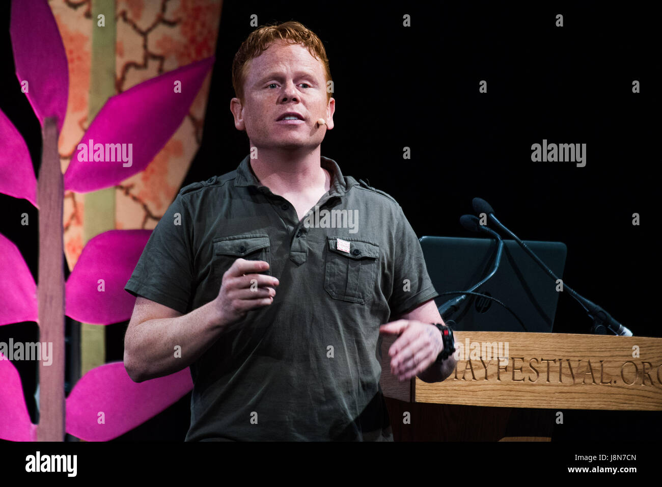 Hay-on-Wye, UK. 30th May, 2017. RHYD LEWIS, mathematician from Cardiff University, talking abut ...