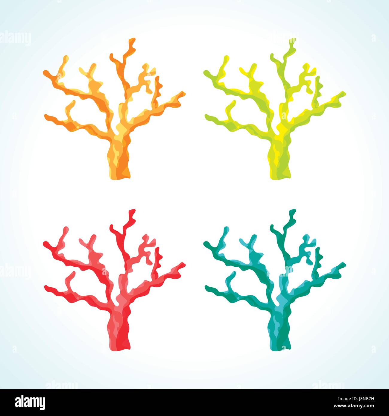 Isolated sea coral vecctor drawings in different color variations Stock ...