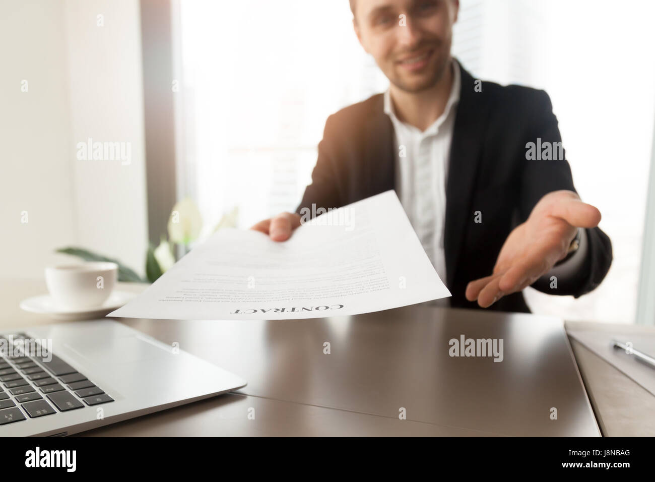 Company lawyer or representative offers to read and sign a contract ...