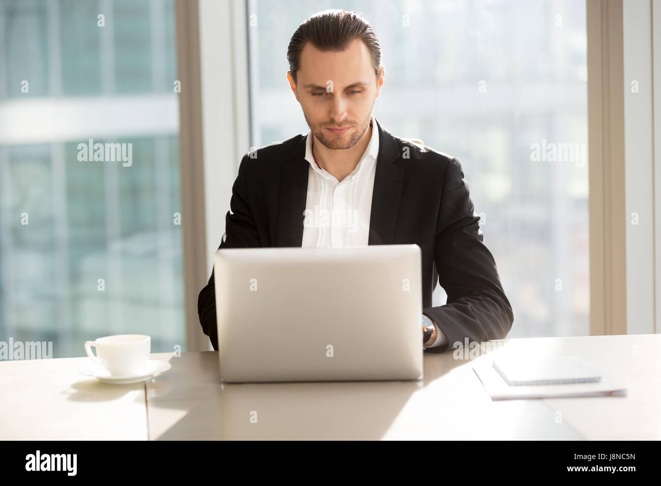 Businessman surfing information in Internet Stock Photo - Alamy