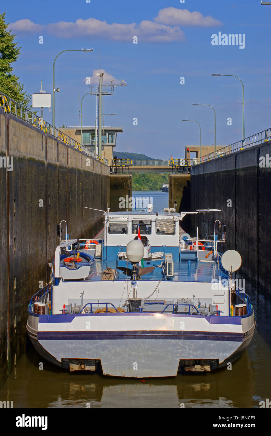 channel, sluice, cargo ship, river, water, sailing boat, sailboat ...