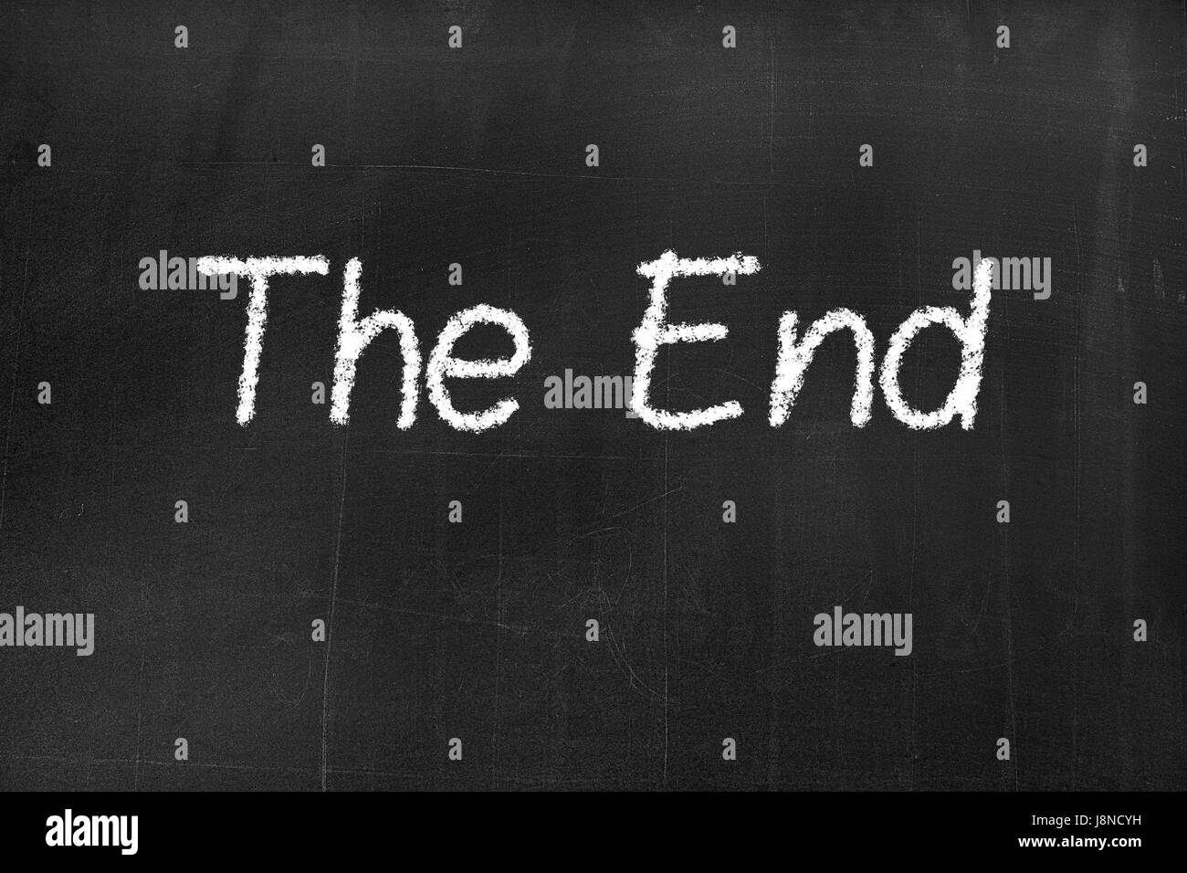 Blackboard with the text 'The End' background texture Stock Photo - Alamy