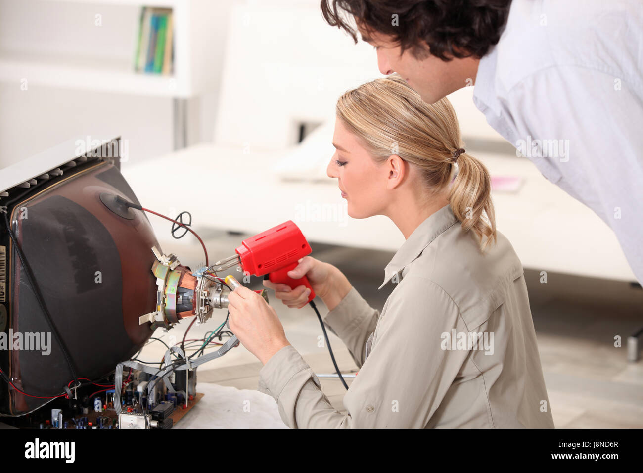 woman, female, technical, television, tv, televisions, engineer, fixing ...