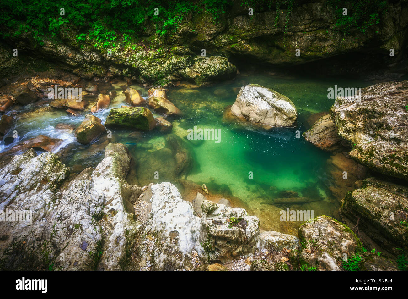 Martvili canyon in Georgia. Beautiful natural canyon with mountain ...