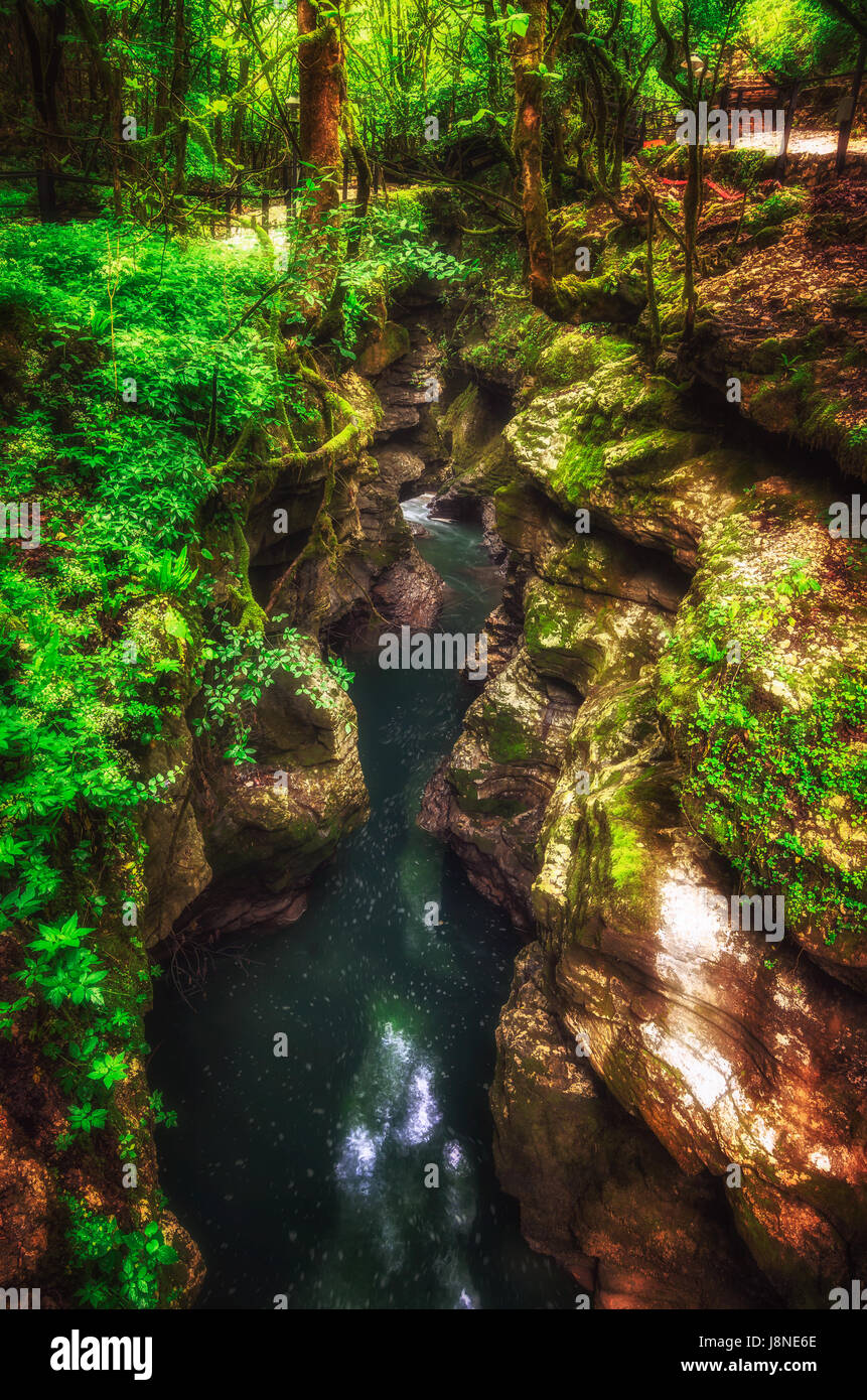 Martvili canyon in Georgia. Beautiful natural canyon with mountain ...