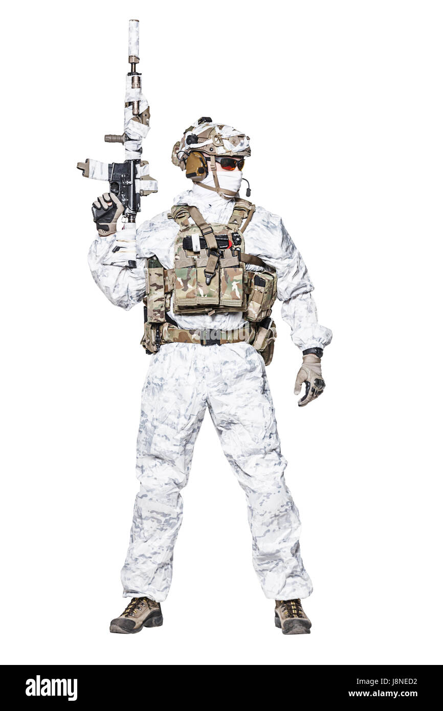 Special forces operator in winter camo clothes Stock Photo - Alamy