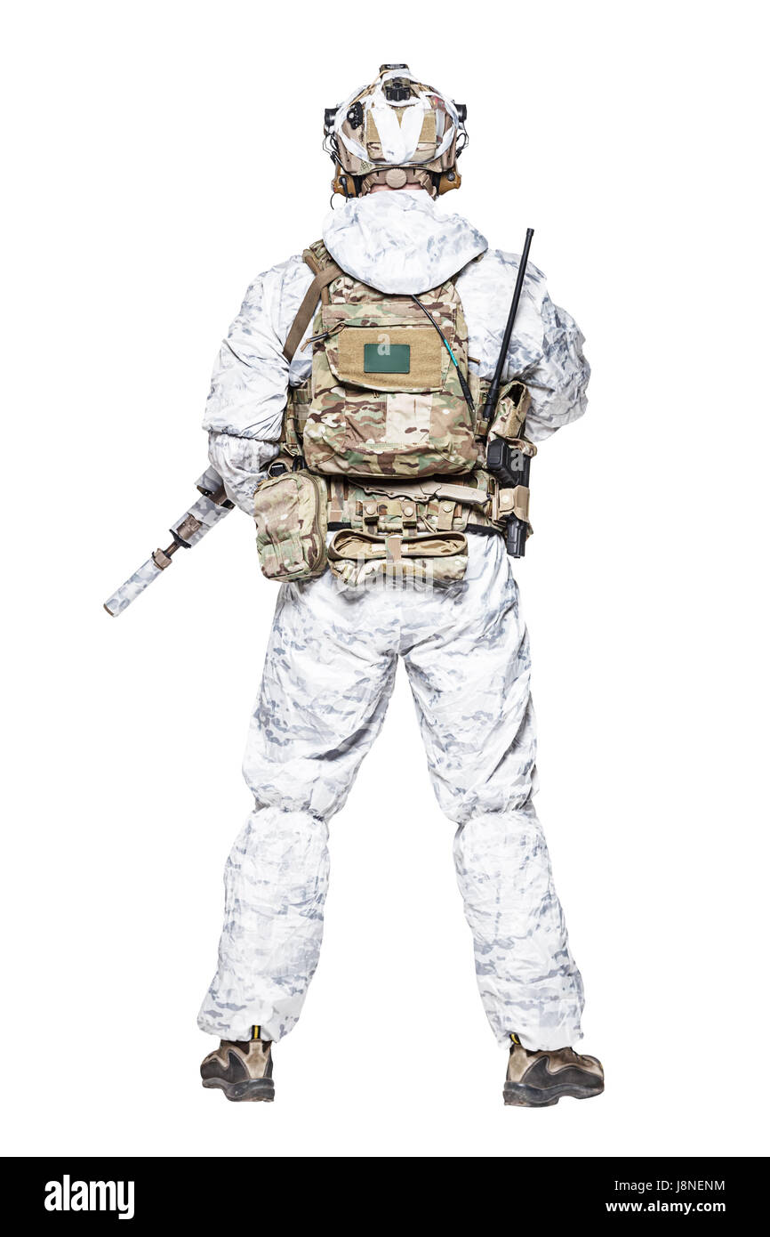 Special forces operator in winter camo clothes Stock Photo - Alamy