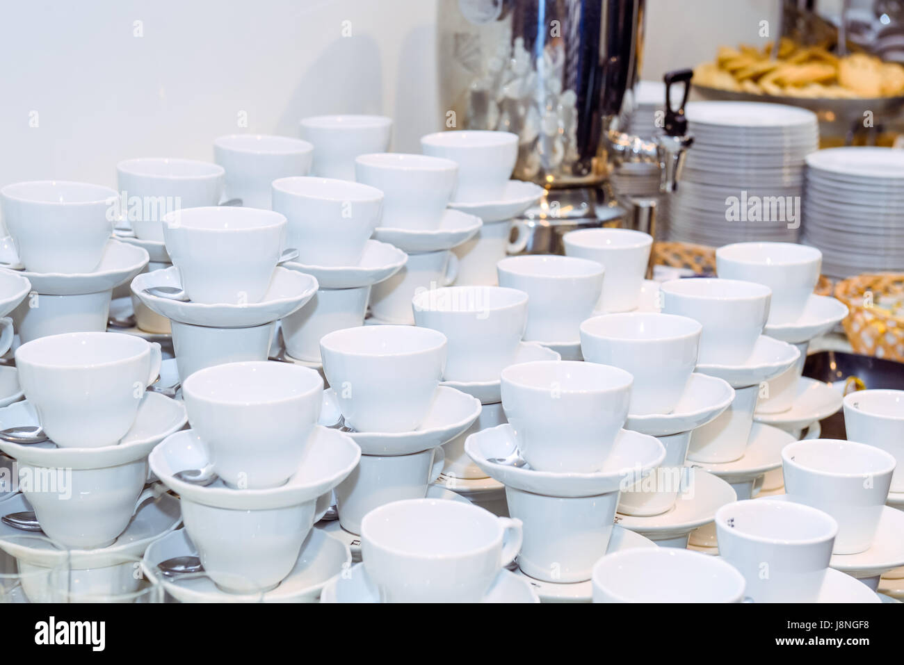 Catering table with dishes and snacks on the business event in the ...