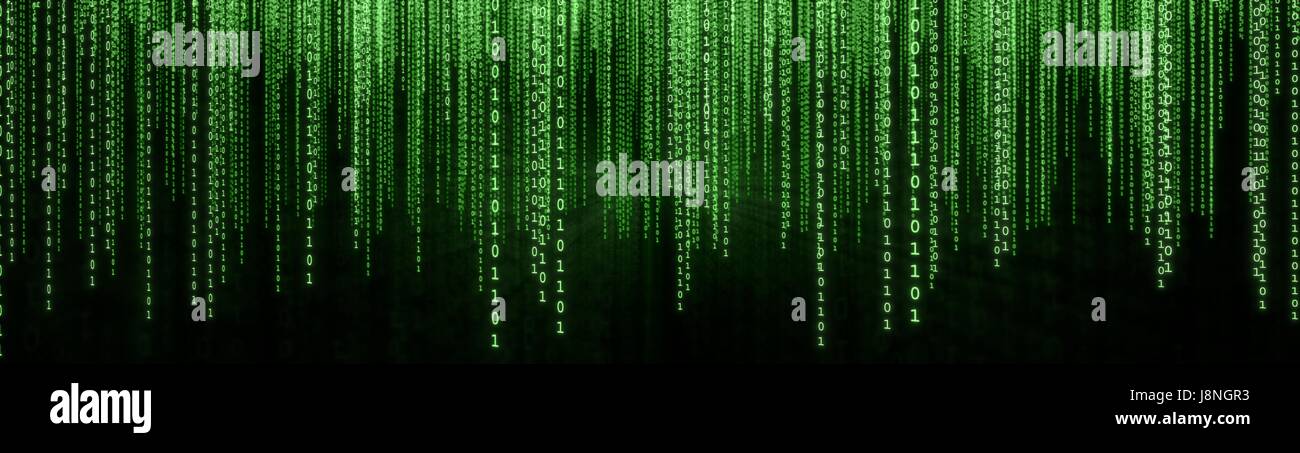 Green Binary Matrix Background Panorama Stock Photo - Alamy
