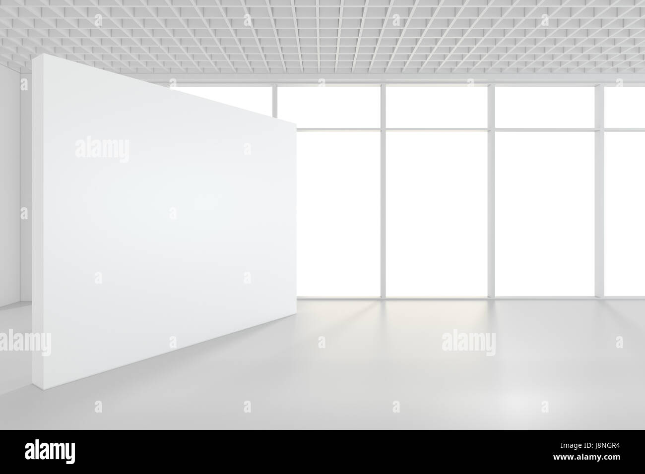 Large empty room with standing billboards. 3d rendering Stock Photo - Alamy