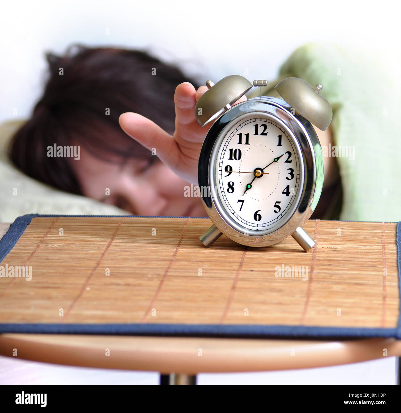 Woman go to bed alarm hi-res stock photography and images - Alamy