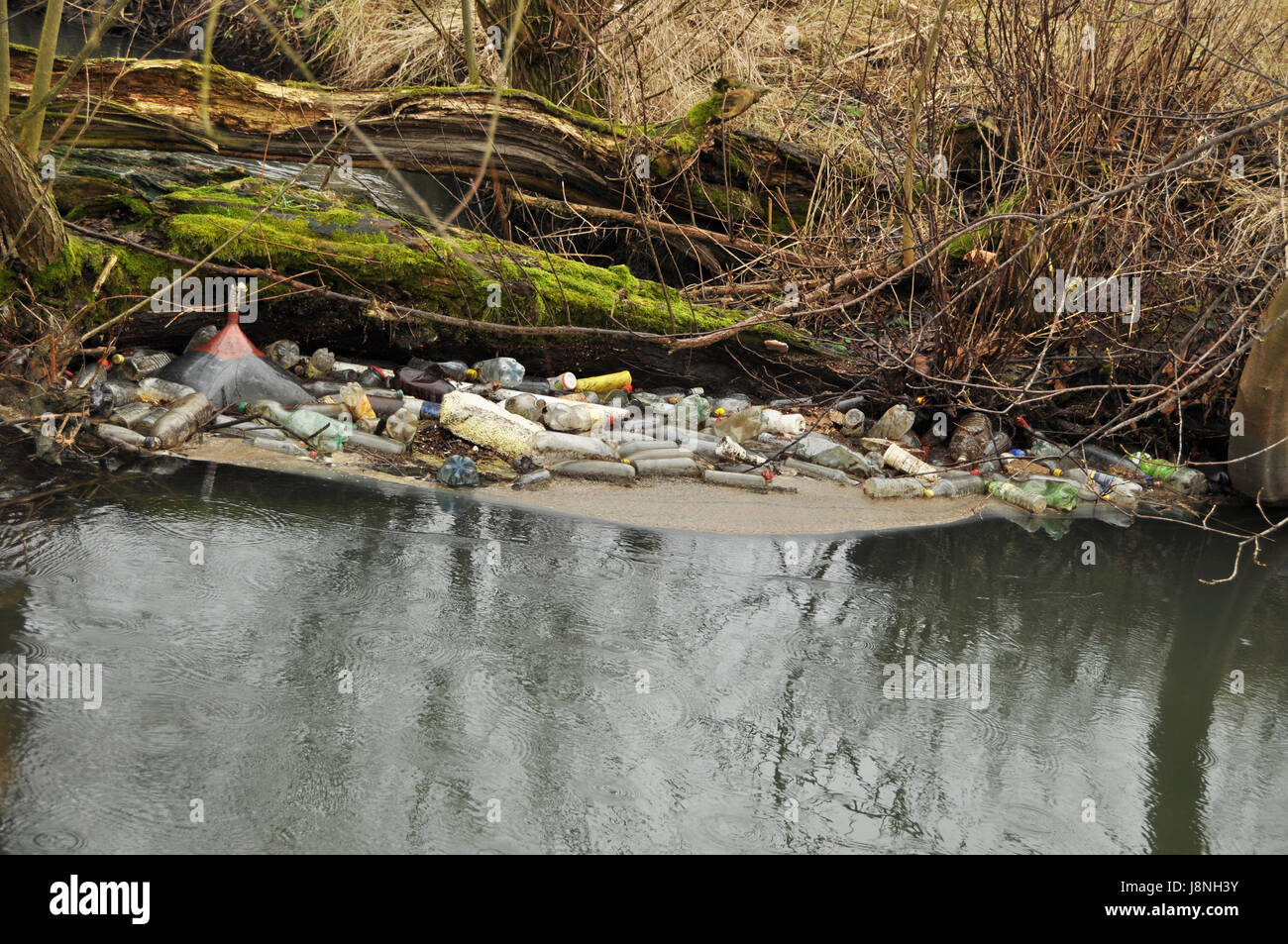 trash in the river Stock Photo - Alamy