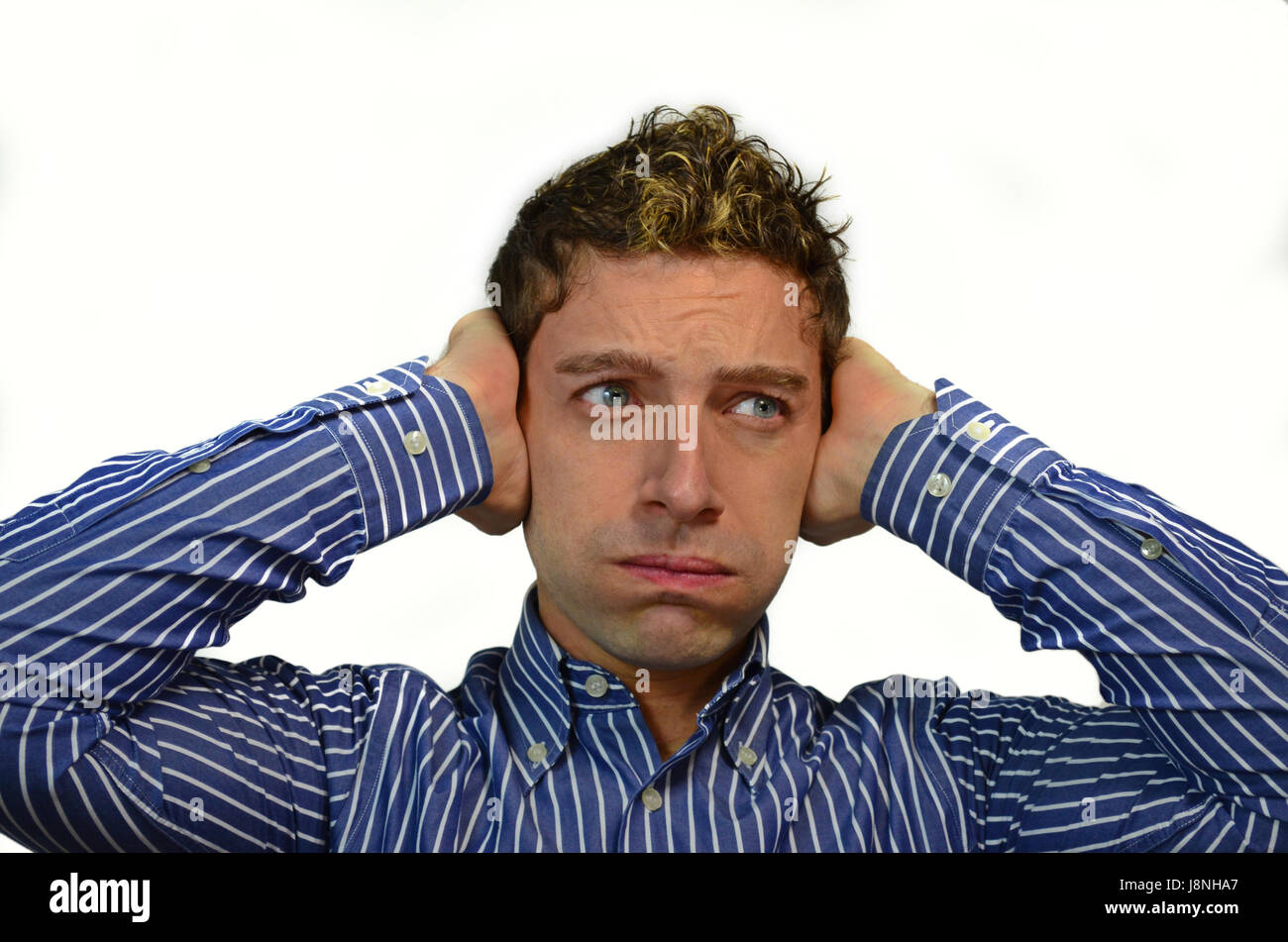 guy, frustration, noise, anger, resentment, annoy, stress, young ...