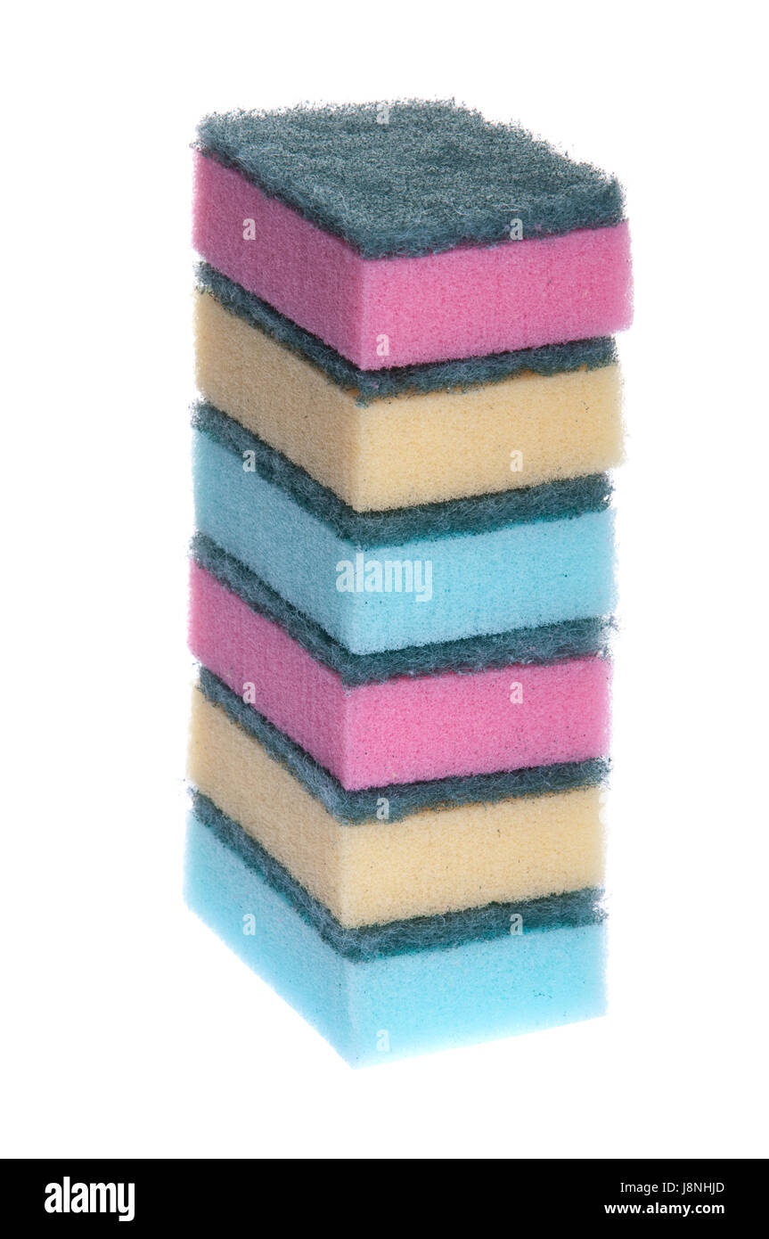 isolated, household, wash, washing, hygiene, clean, white, sponge ...