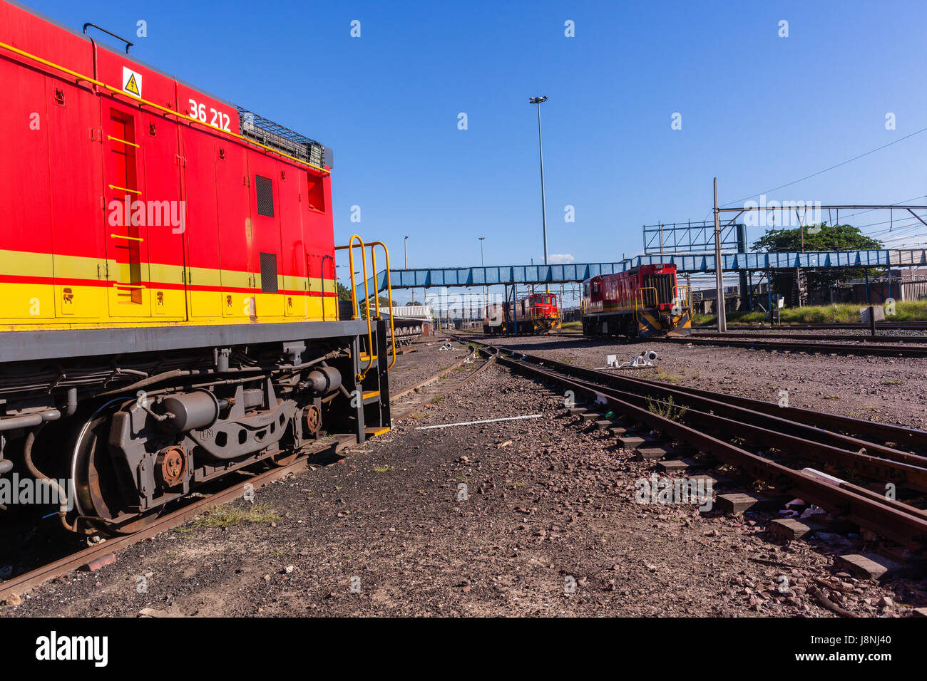 Trains locomotives diesel machines railway tracks landscape Stock Photo ...