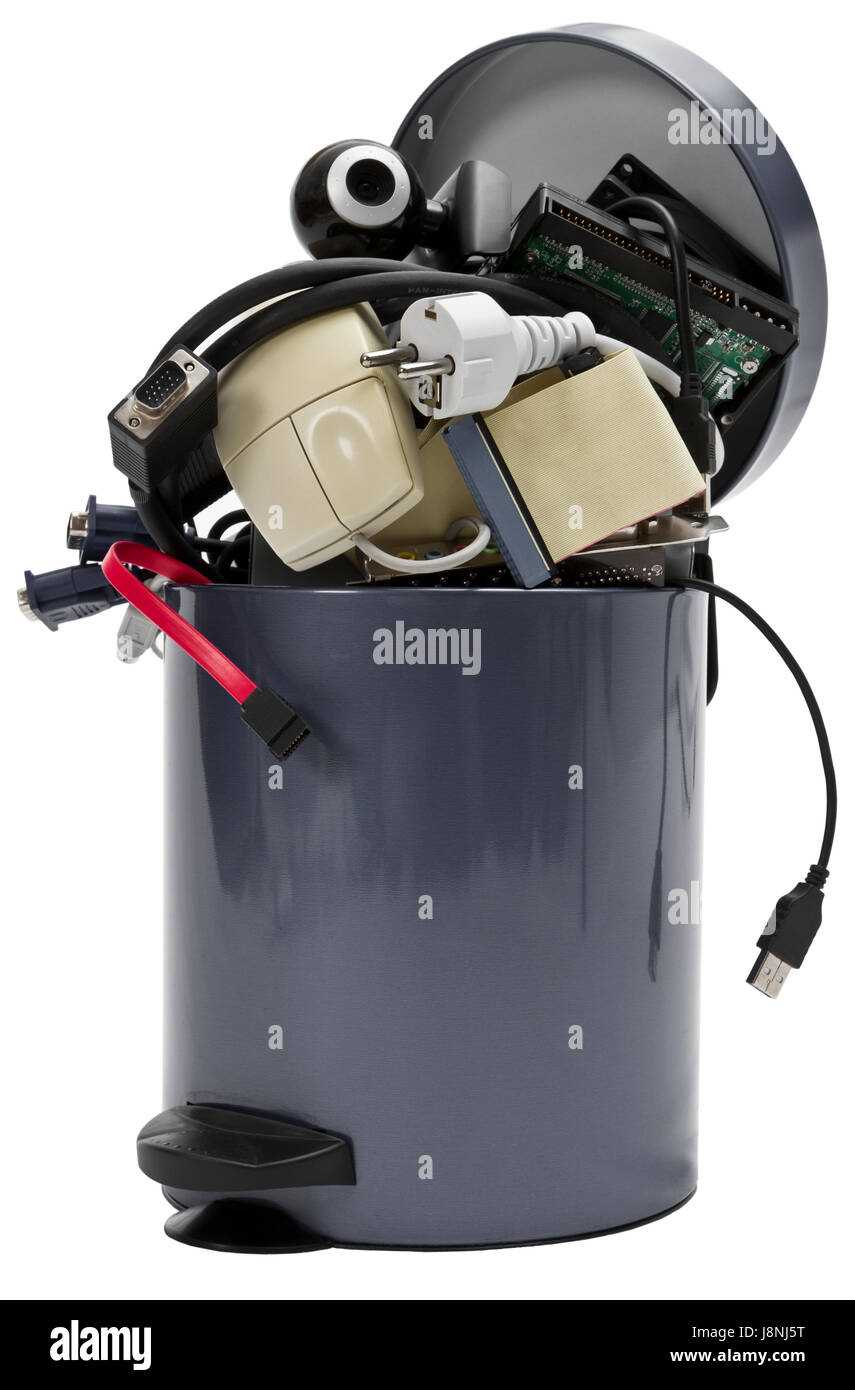 trashcan with electronic waste Stock Photo - Alamy