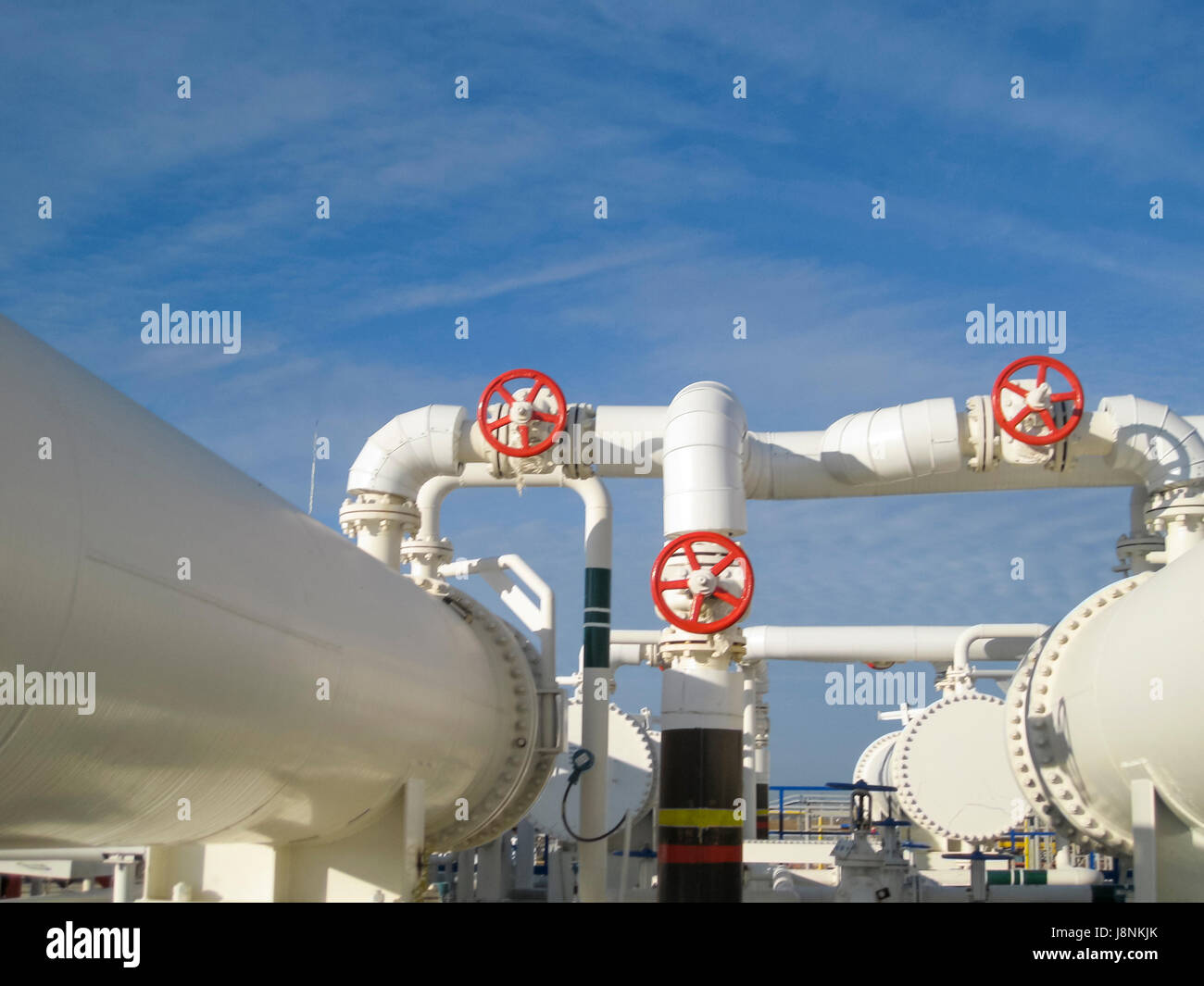 Heat exchangers in a refinery. The equipment for oil refining Stock ...