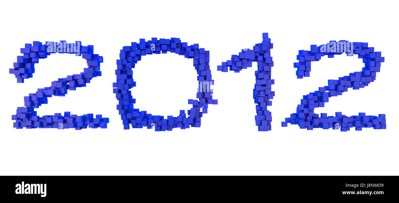 blue, isolated, date, time, time indication, abstract, cube, years ...