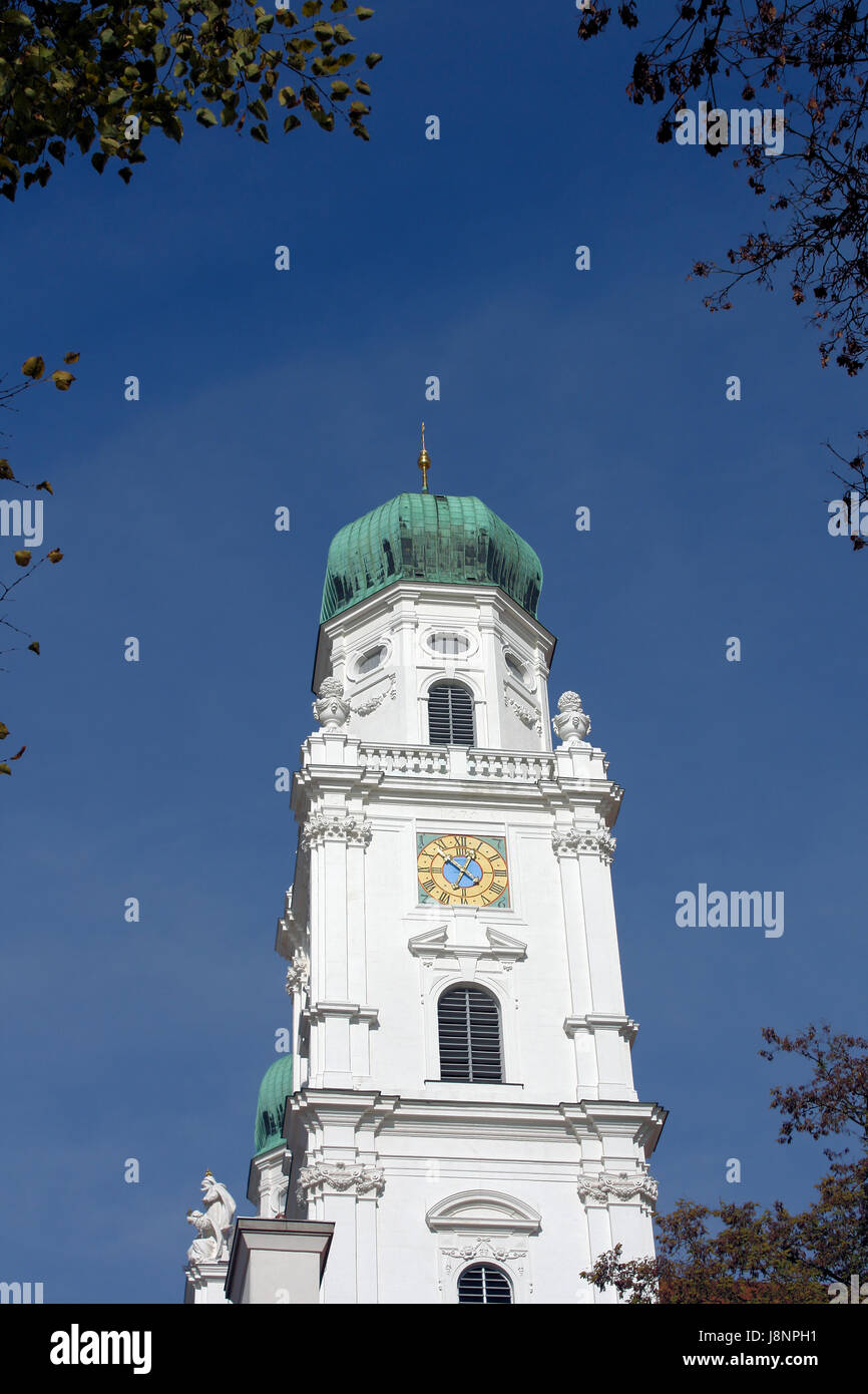historical, baroque, bavaria, blue, tower, historical, green, cathedral ...