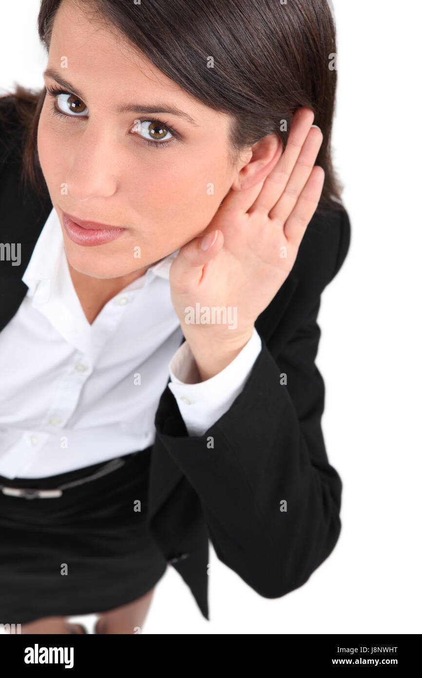 woman, hand, curious, nosey, nosy, ear, secrets, listening, work, woman ...