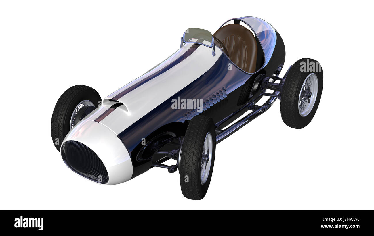 Retro sport racing car 3D render. Isolated. Digital generated image ...