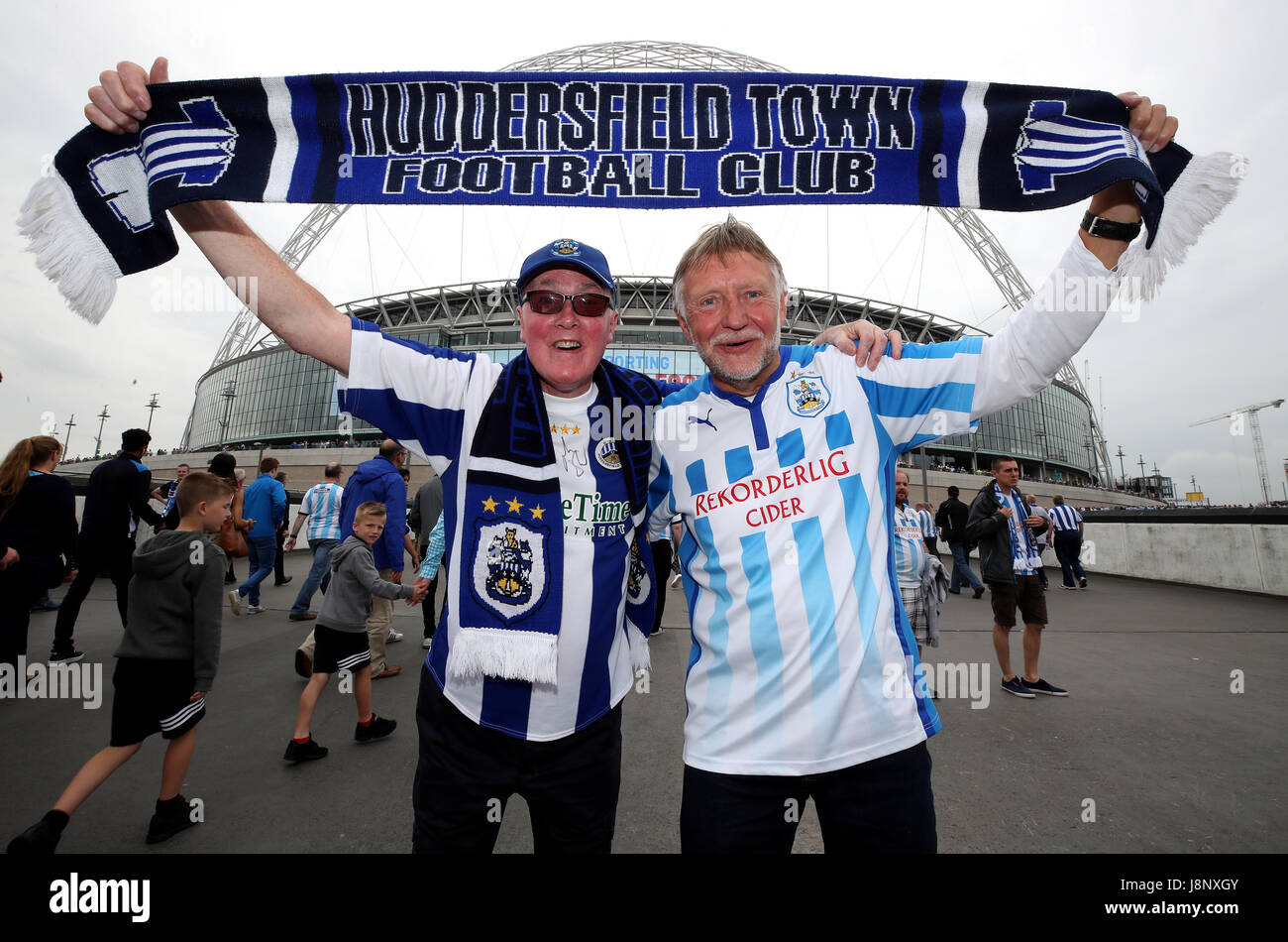 Huddersfield Town fans John Trevor Sykes and Ron Kelly before the Sky ...