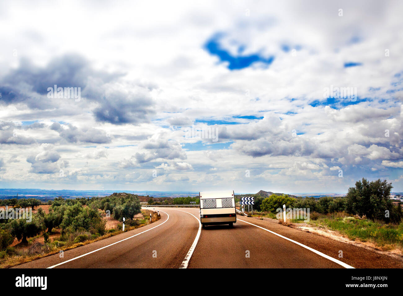 Landscape and caravan.Caravan travel road concept and lifestyle Stock ...