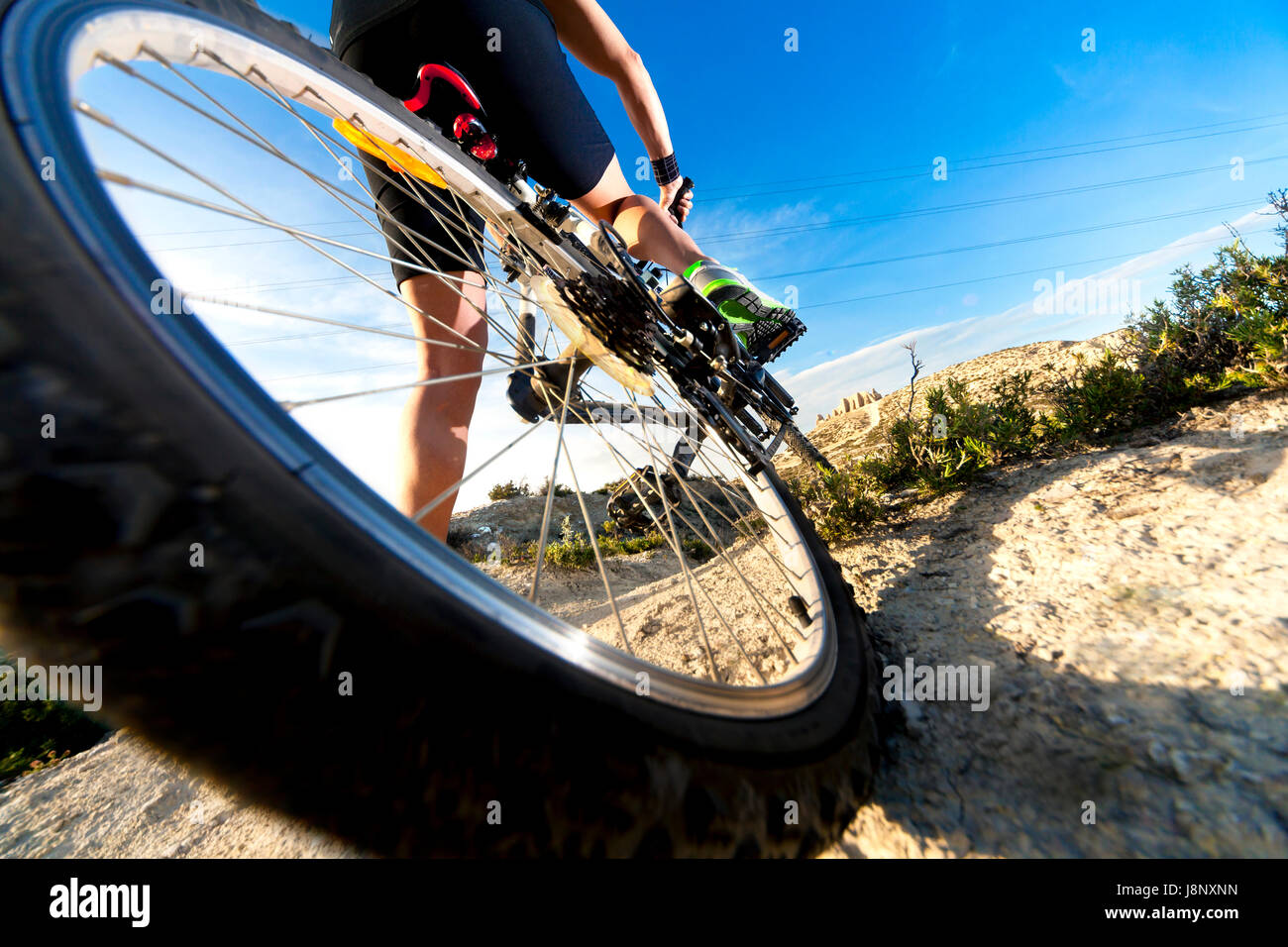 Extreme sports.Mountain bicycle and man.Life style outdoor extreme ...