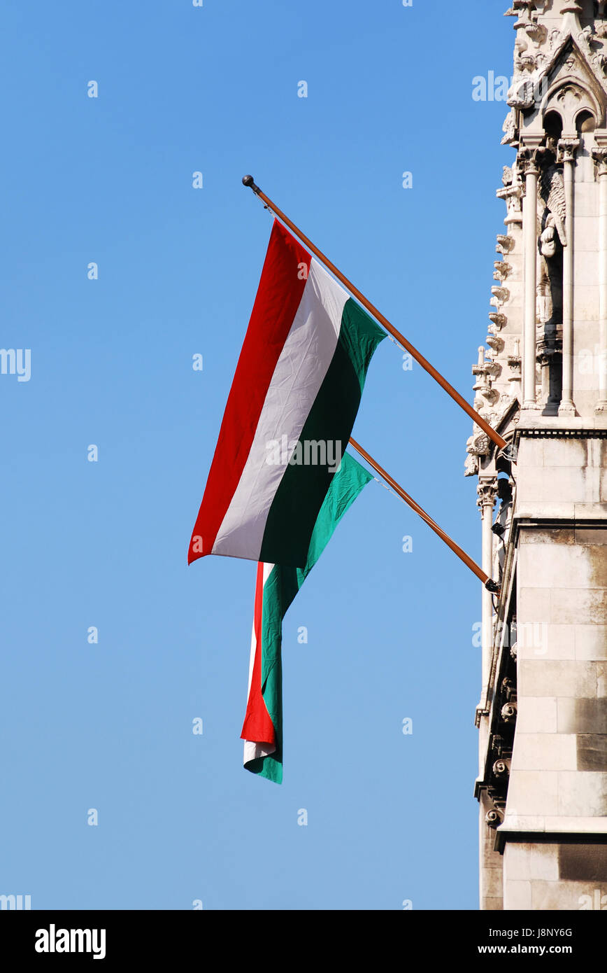 parliament, flag, budapest, blow, flags, hungary, hungarian, blue, symbolic Stock Photo - Alamy