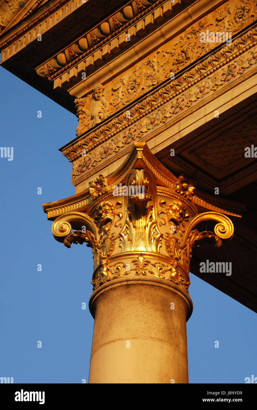 detail, pillar, ornament, budapest, frames, blue, architectural, detail ...