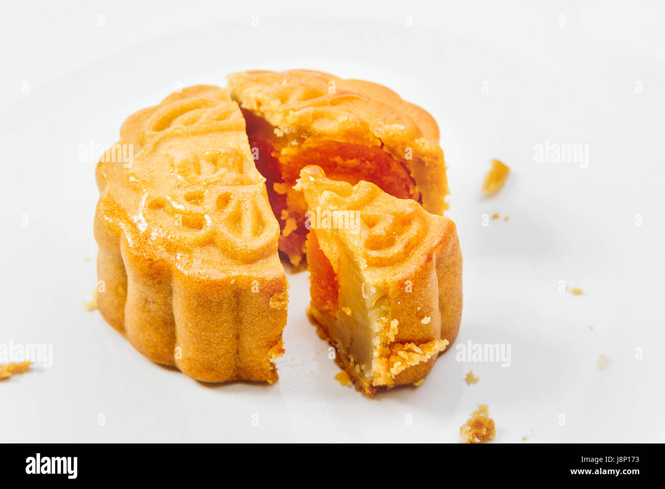Delicious Chinese Traditional Snack, Mooncake with White Plates on the ...