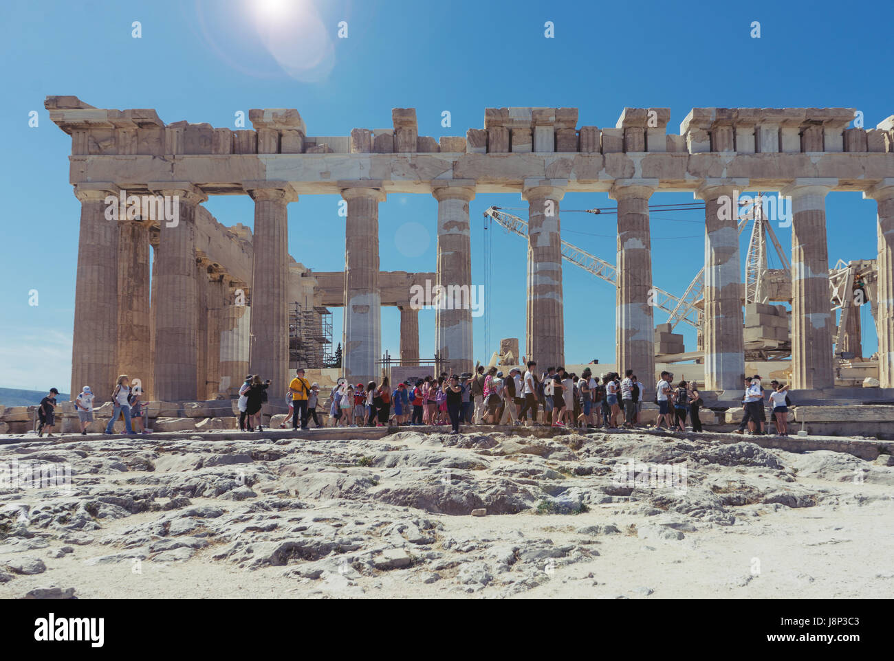 ATHENS,GREECE - MAY 15: Tourists visit the Acropolis - Parthenon temple, Athens, Greece Stock ...