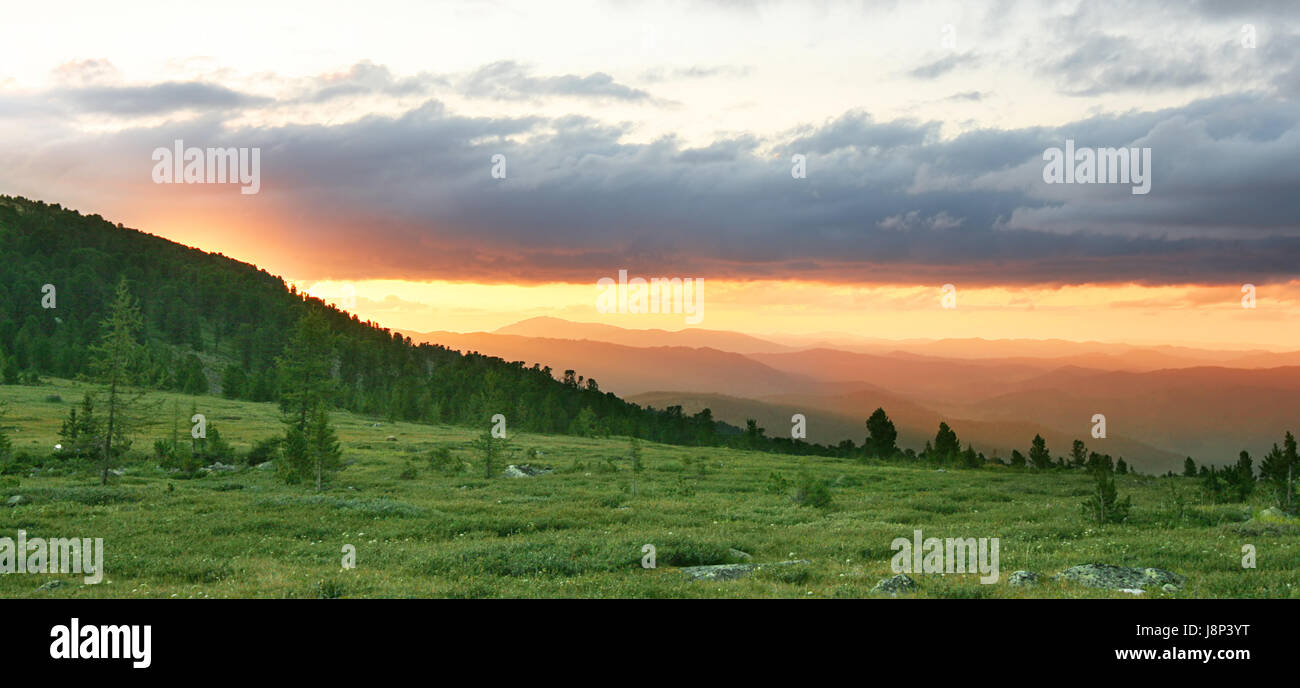 blue, environment, enviroment, tree, mountains, sunset, cloud, summer ...