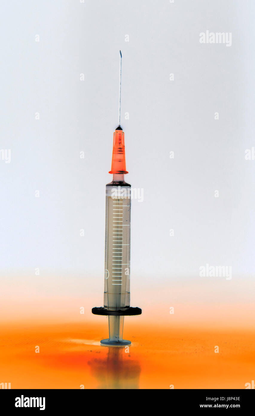 medicinally, medical, standing, up, on, ready, shaded, and, syringe ...