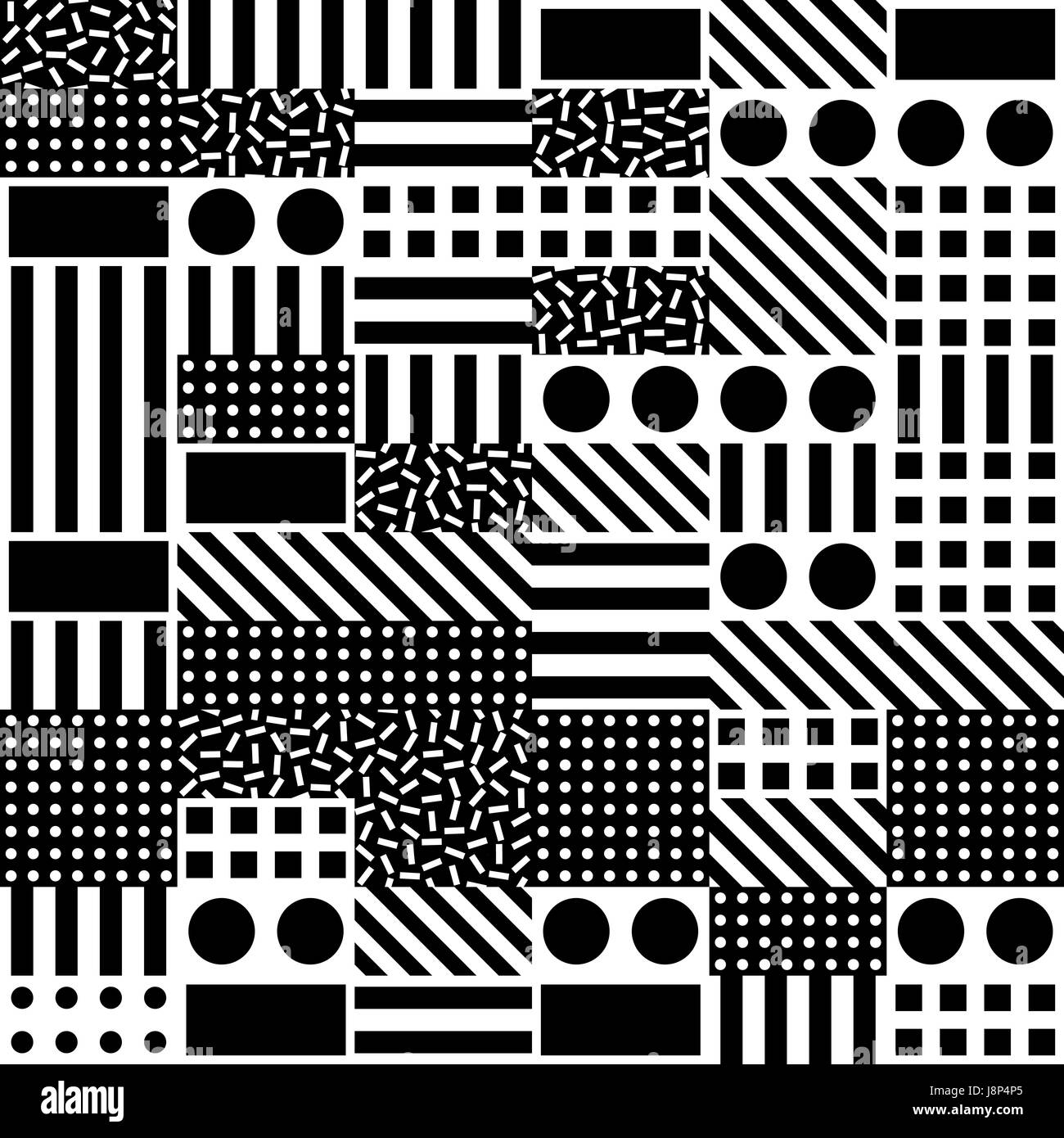 Decorative geometric shapes tiling. Monochrome trendy irregular pattern ...