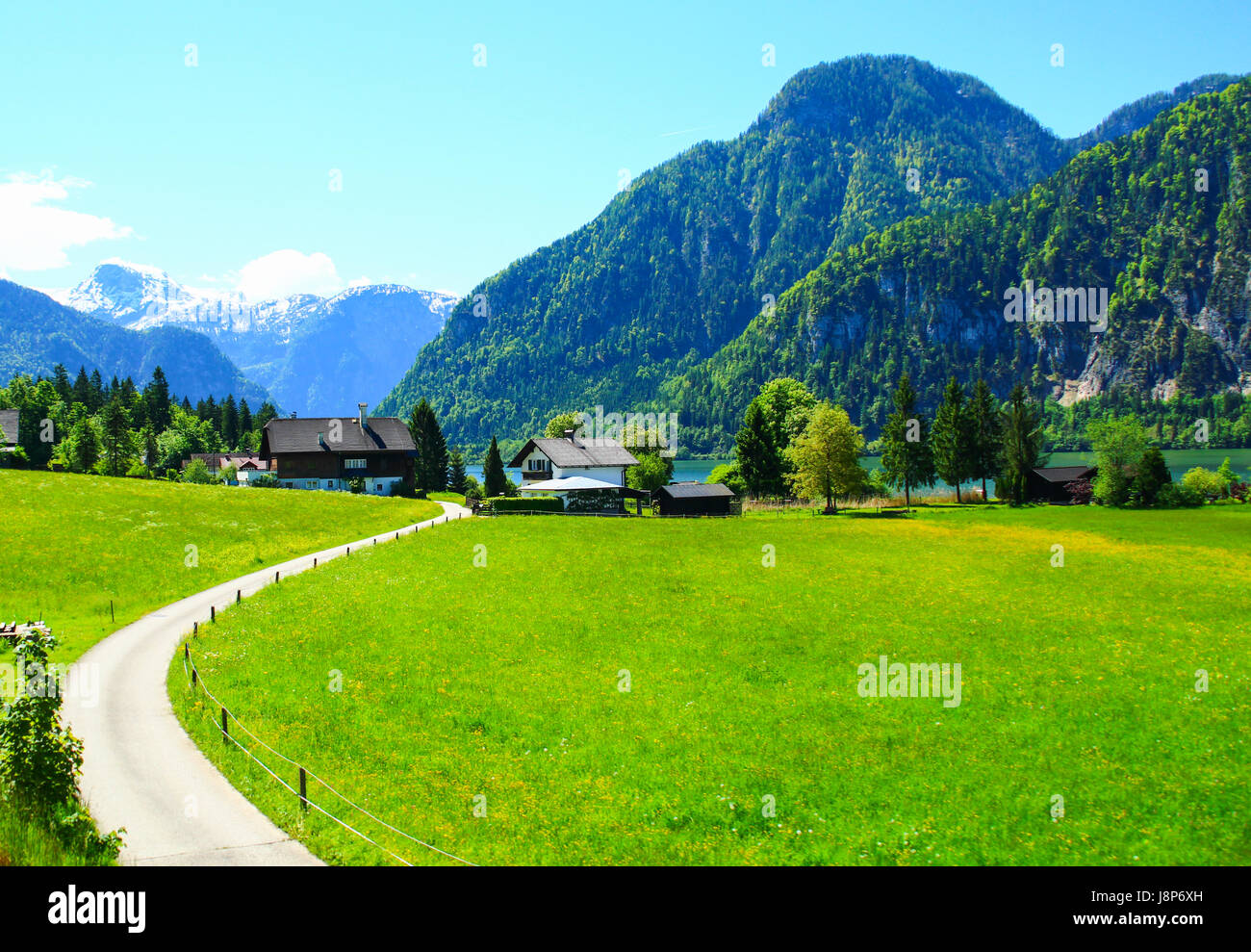 One of the most beautiful Alpine villages Hallstat in Austria Stock ...