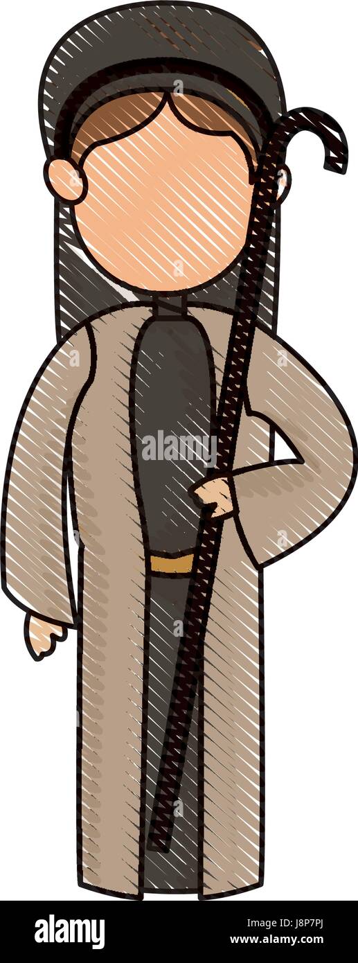 shepherd with stick manger character image Stock Vector Image & Art - Alamy