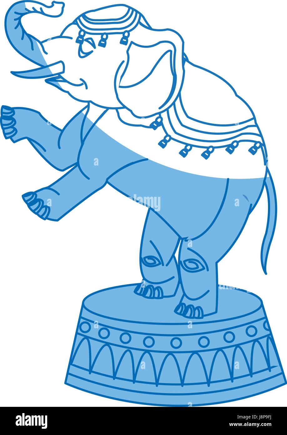 circus elephant as acrobat, animal standing trick Stock Vector Image ...