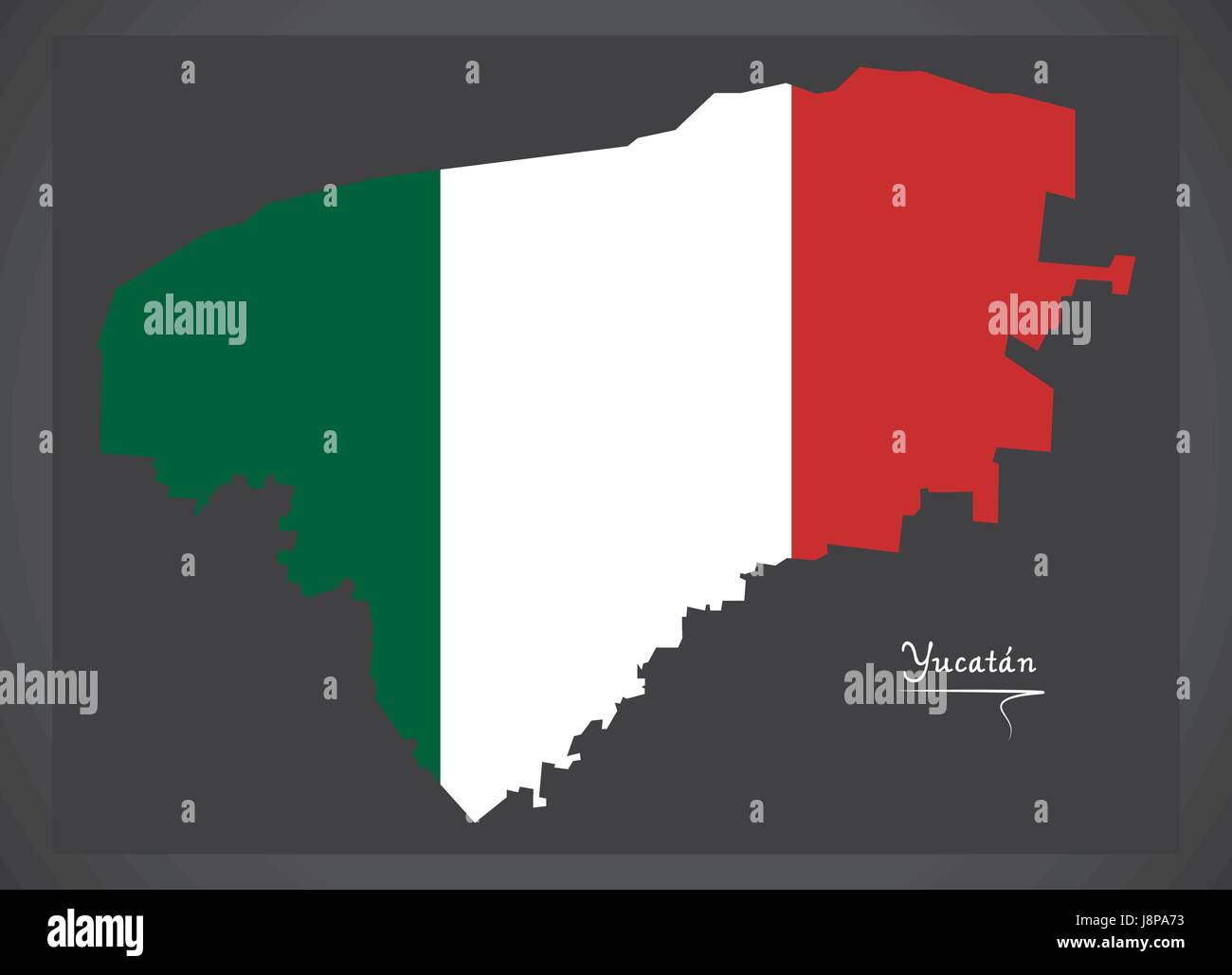 Yucatan map with Mexican national flag illustration Stock Vector Image ...
