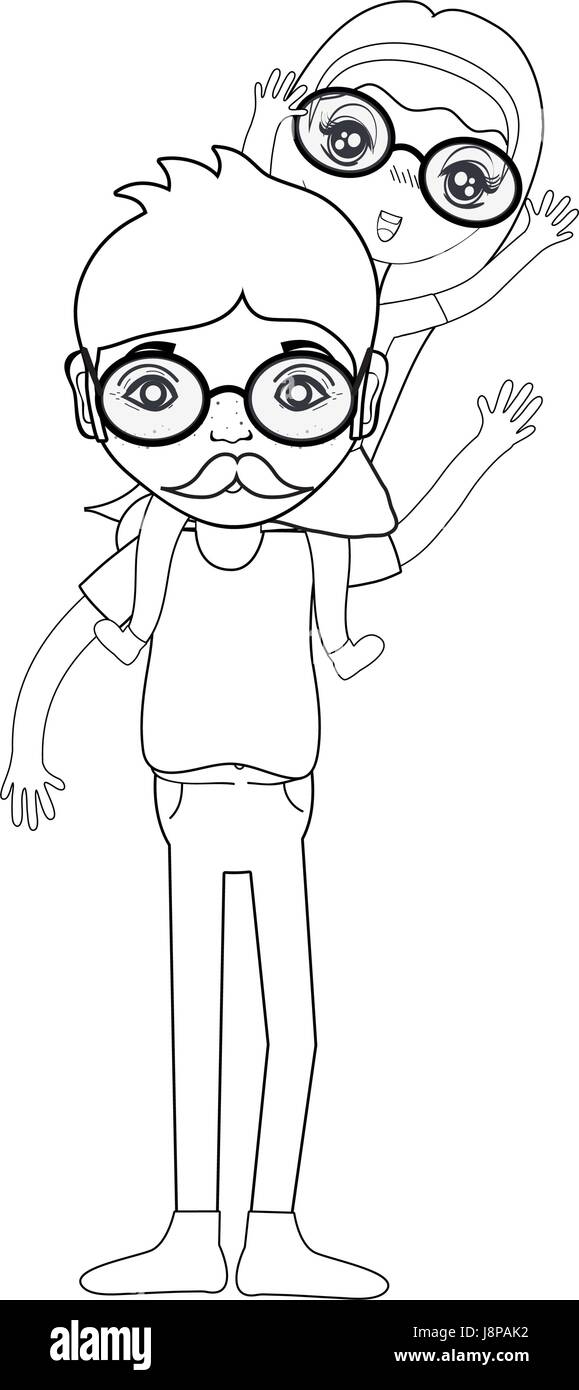 line good father playing with her daughter Stock Vector Image & Art - Alamy