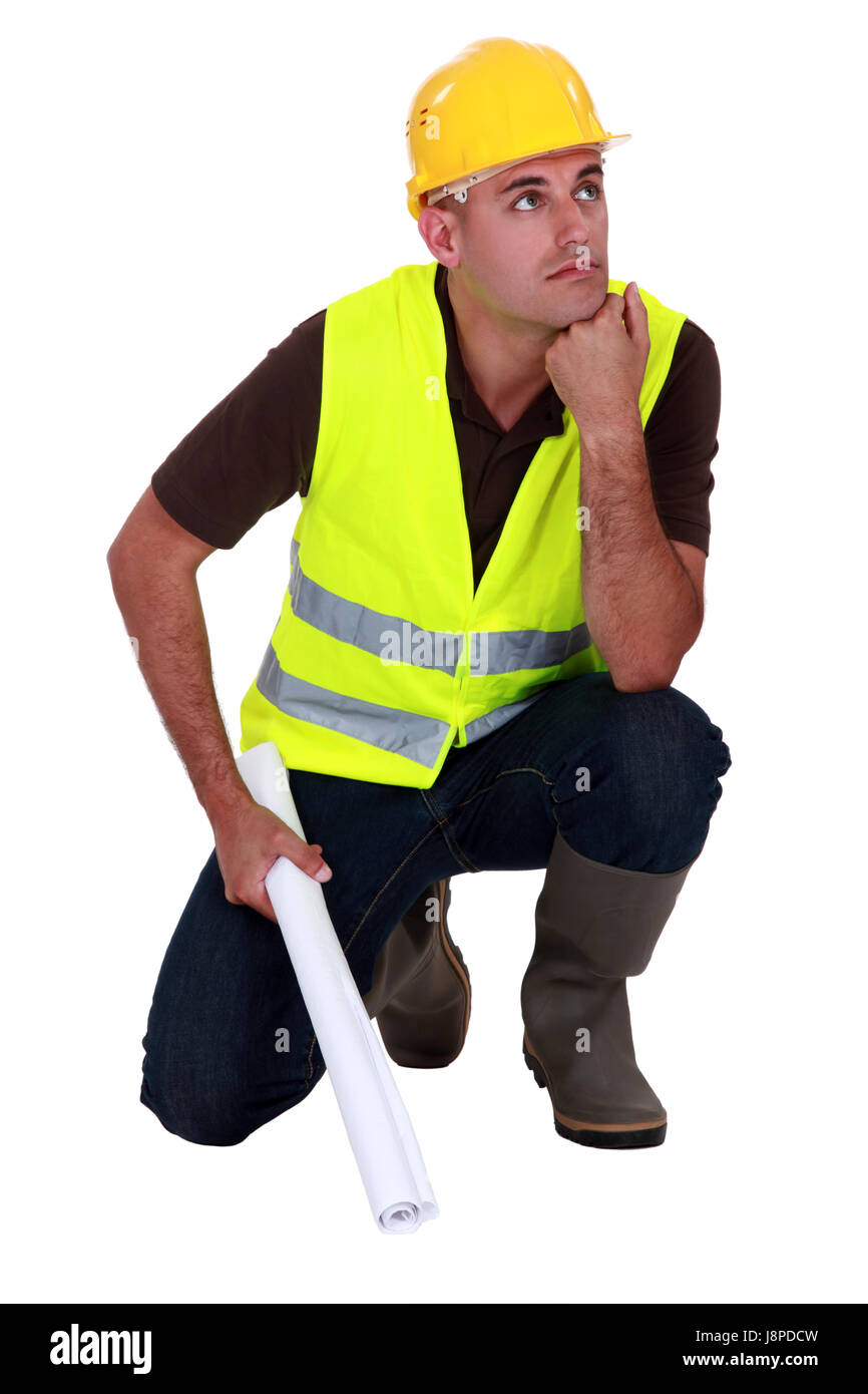 build, break, contemplating, concerned, builder, self-confidence Stock ...