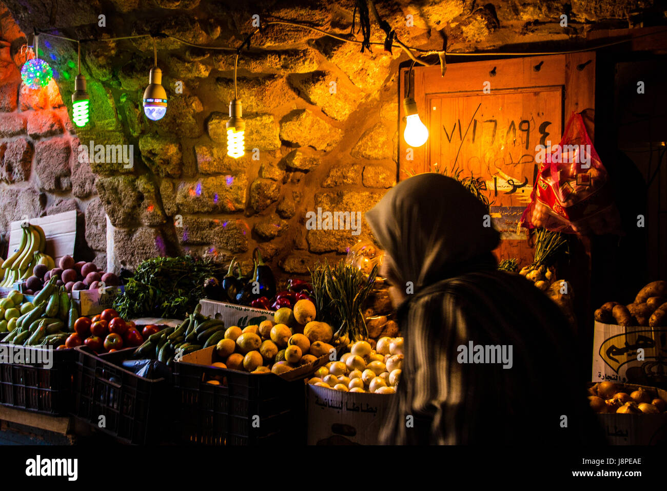 Vegetable shop in the souk of Saida (Sidon Stock Photo - Alamy