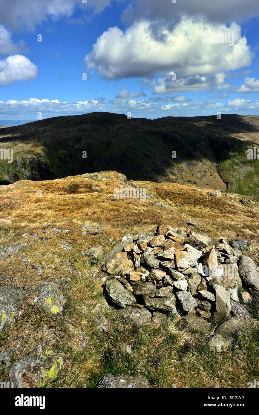 Shadows over Tarn Crag and Grey Crag Stock Photo - Alamy