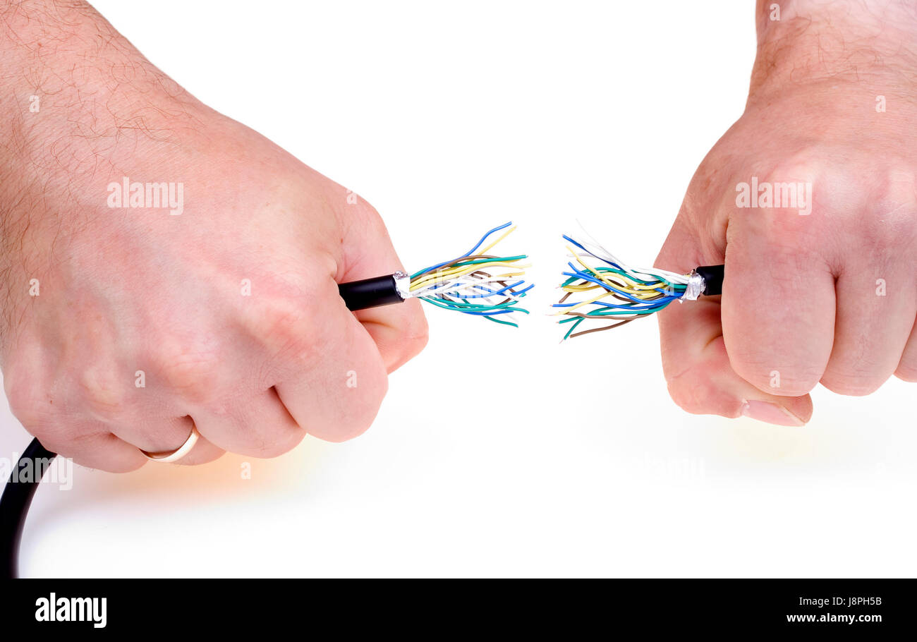 isolated, repair, communication, broken, cable, wire, destroy, break ...