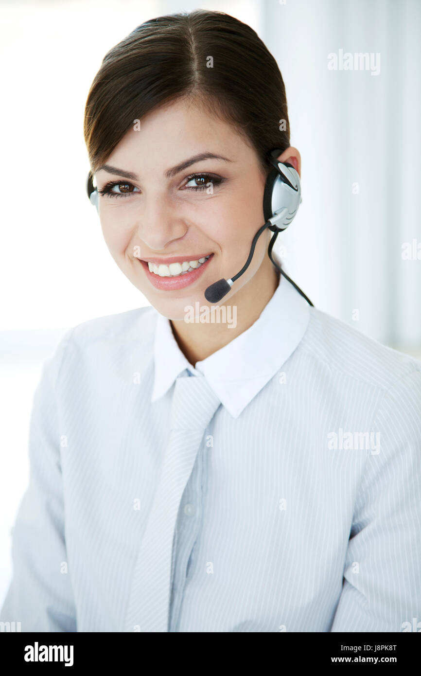 female, communication, headset, receptionist, operator, customer ...