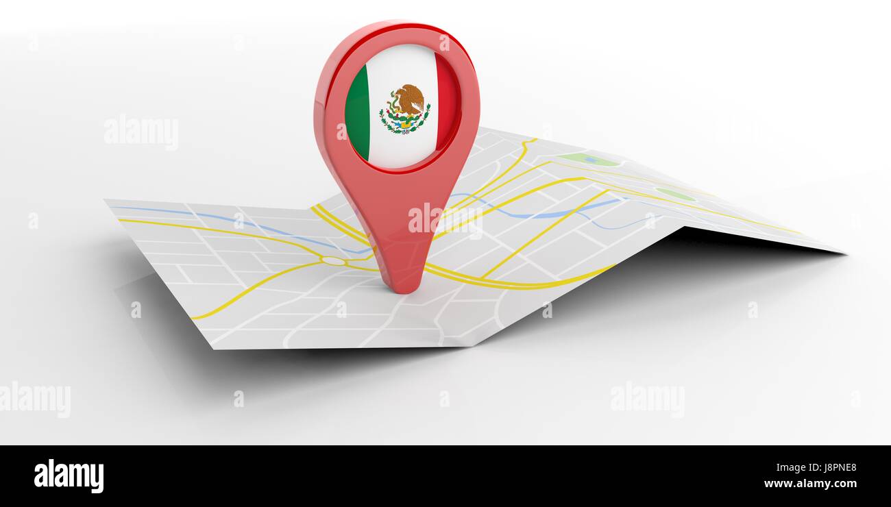Mexico map pointer isolated on white background. 3d illustration Stock ...