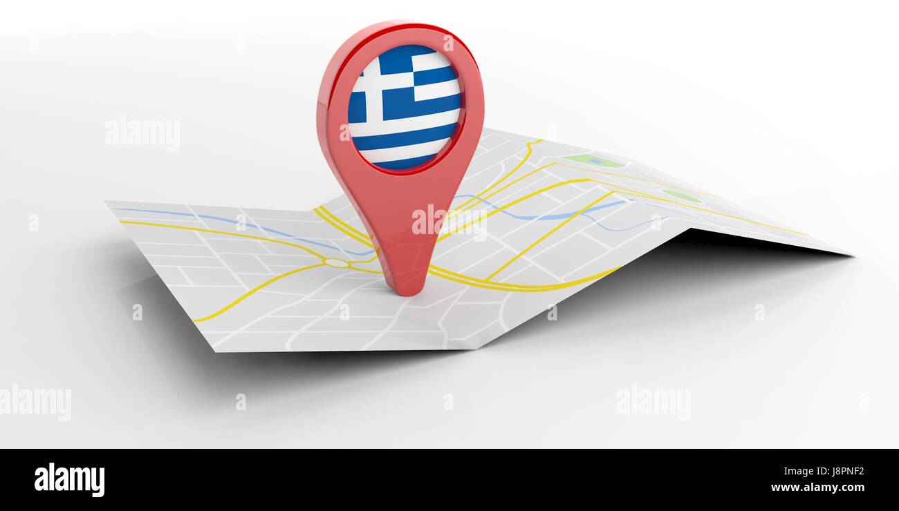 Greece map pointer isolated on white background. 3d illustration Stock ...