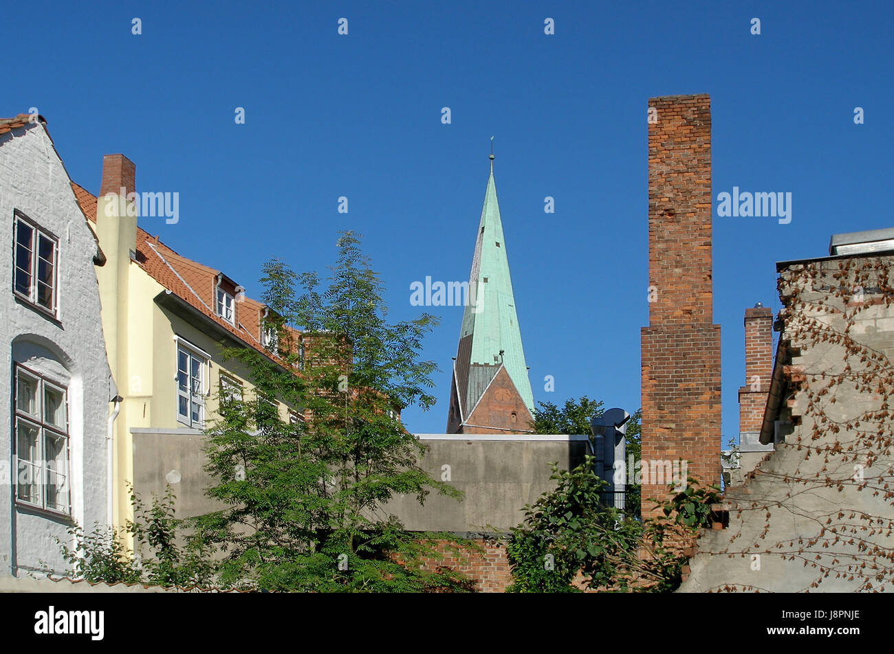 historical, backyard, tenements, fire wall, chimney, drainpipe, chimney ...